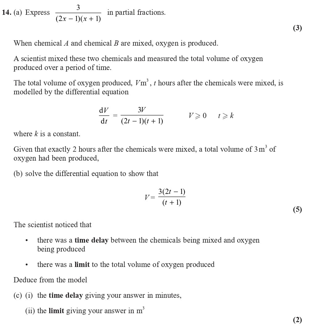 A-Level Edexcel Maths Pure Trigonometric Equations: 14. (a) Express \( \frac{3}{(2x